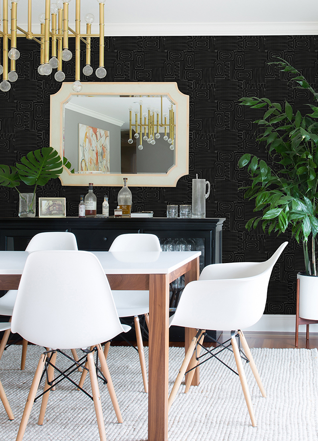 Emily Rayna Pathways Peel and Stick Wallpaper - Black | RoomMates Décor