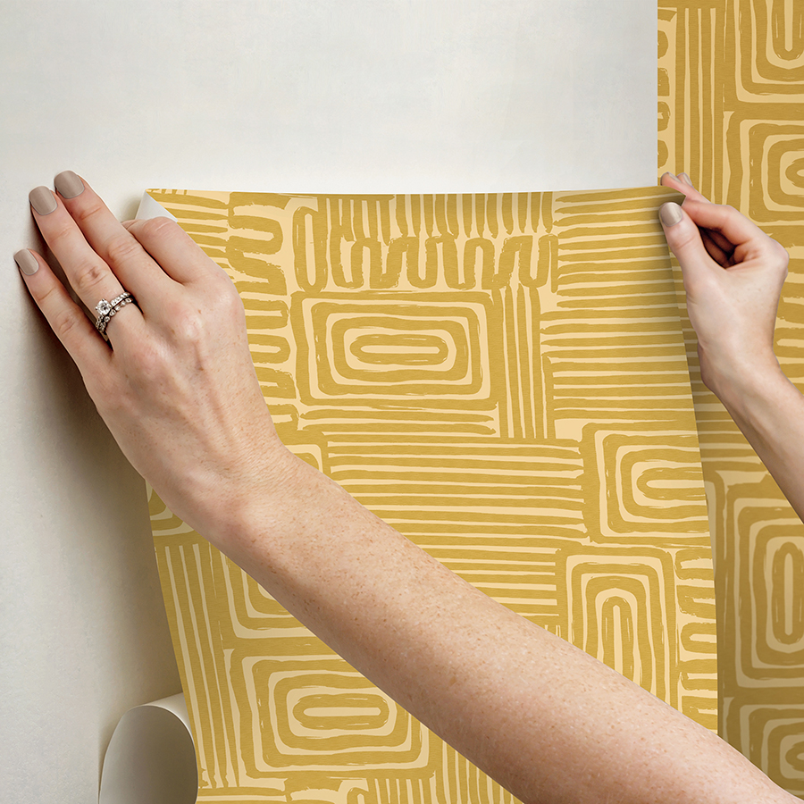 Emily Rayna Pathways Peel and Stick Wallpaper - Yellow | RoomMates Décor