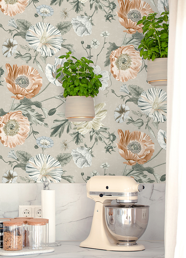 Vintage Poppy Peel & Stick Wallpaper - Roll | RoomMates Décor