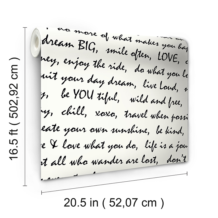 Dream Big Script Peel and Stick Wallpaper - Black | RoomMates Décor