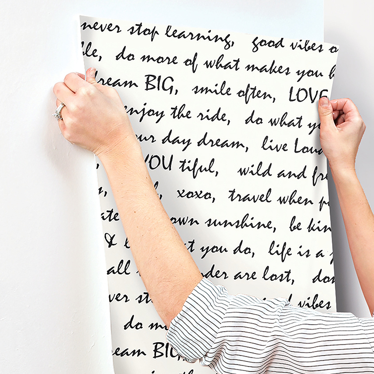 Dream Big Script Peel and Stick Wallpaper - Black | RoomMates Décor