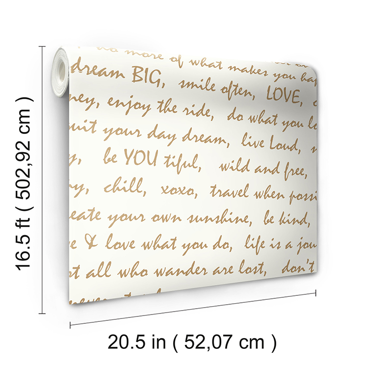 Dream Big Script Peel and Stick Wallpaper - Gold | RoomMates Décor