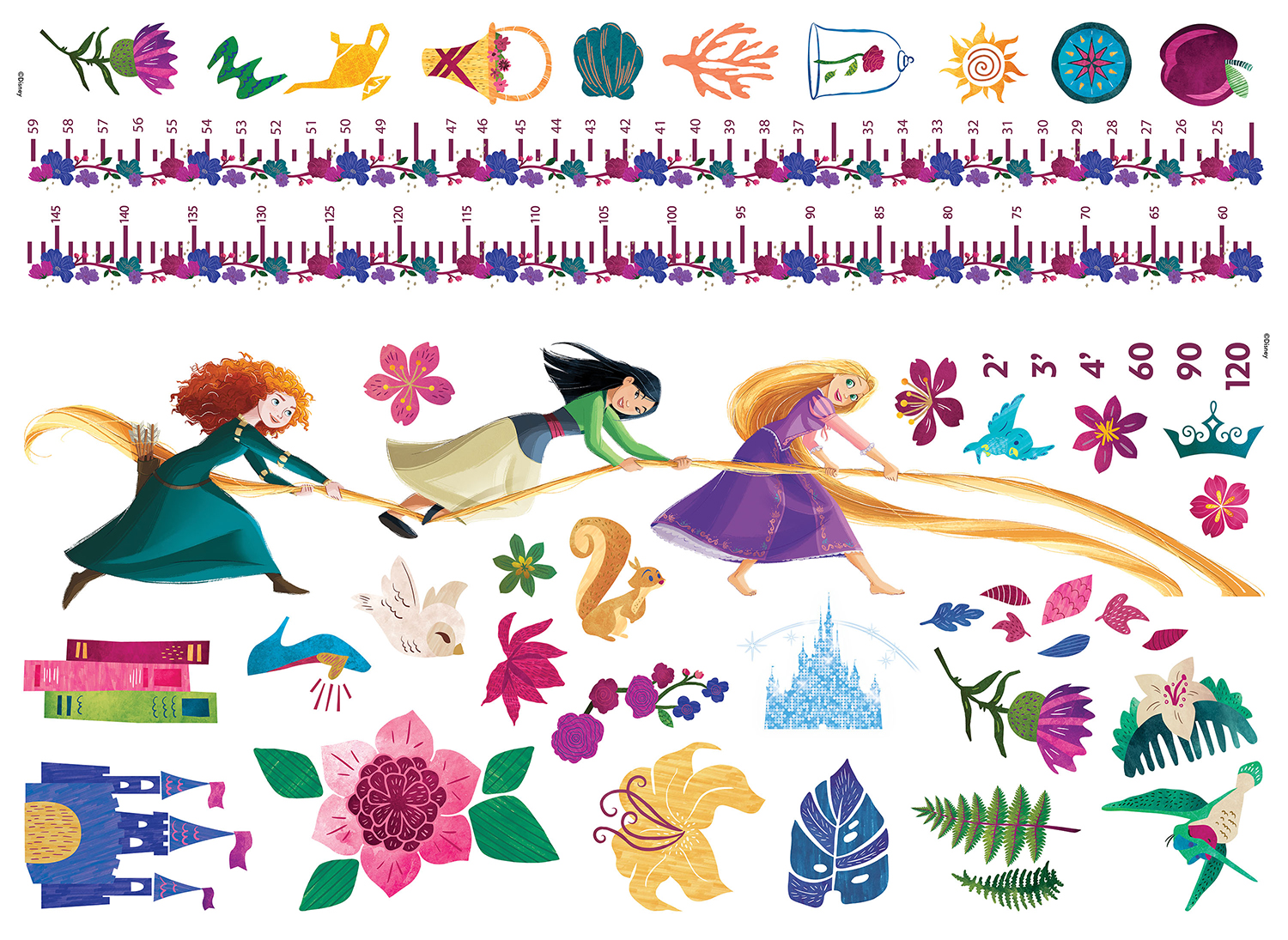 Disney Princesses Growth Chart Peel And Stick Wall Decals | RoomMates Décor