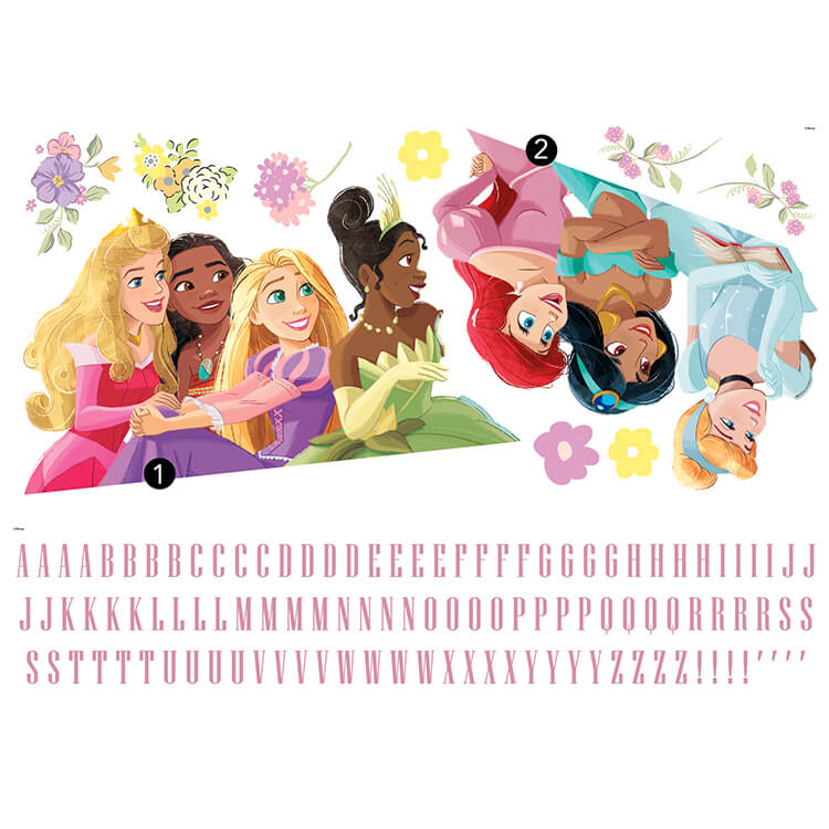 Disney Princesses Peel and Stick Giant Wall Decal with Alphabet ...