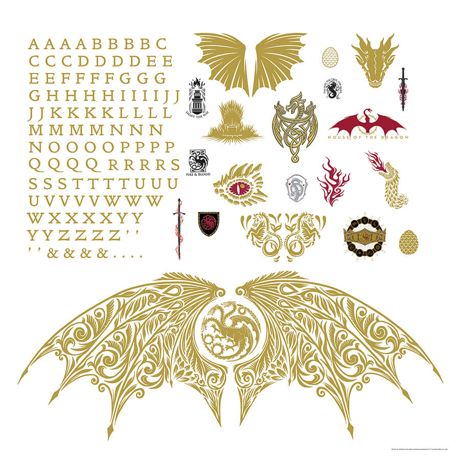 House of The Dragon Giant Peel & Stick Wall Decals with Alphabet ...