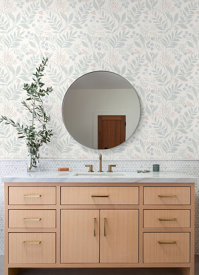 NUS6423 - Amanda Blue Green Peel and Stick Wallpaper - by NuWallpaper
