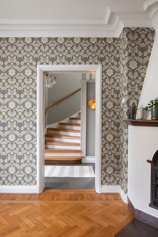 York Wallcoverings. 4171-82061 - Myrtle Blue Floral Ogee Wallpaper - by A-Street Prints