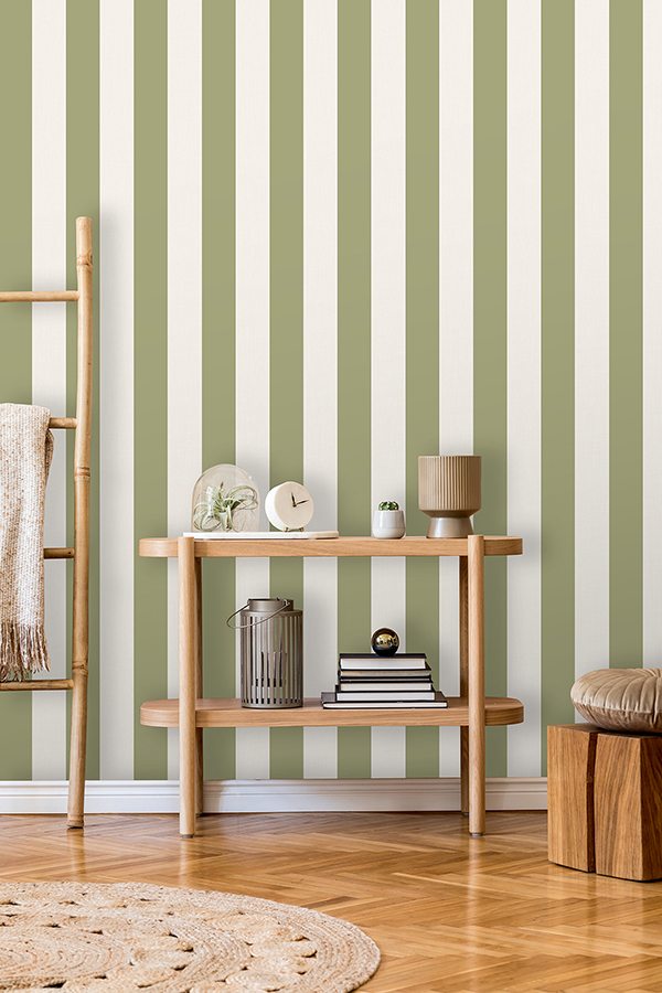 FD43459 - Tavish Sage Stripe Wallpaper - by Fine Décor