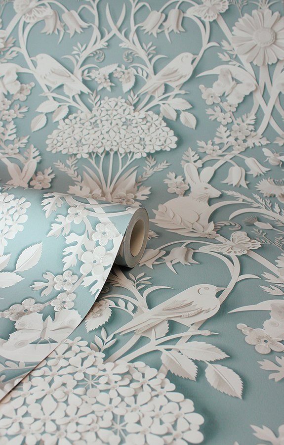 FD43605 - Fae Sky Blue Woodland Wallpaper - by Fine Décor