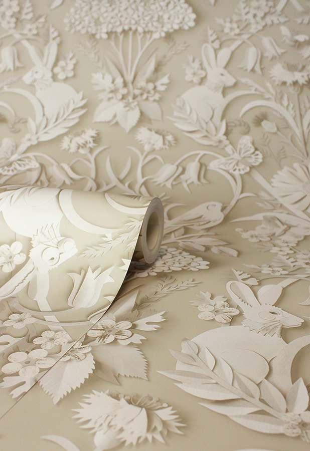 FD43606 - Fae Neutral Woodland Wallpaper - by Fine Décor
