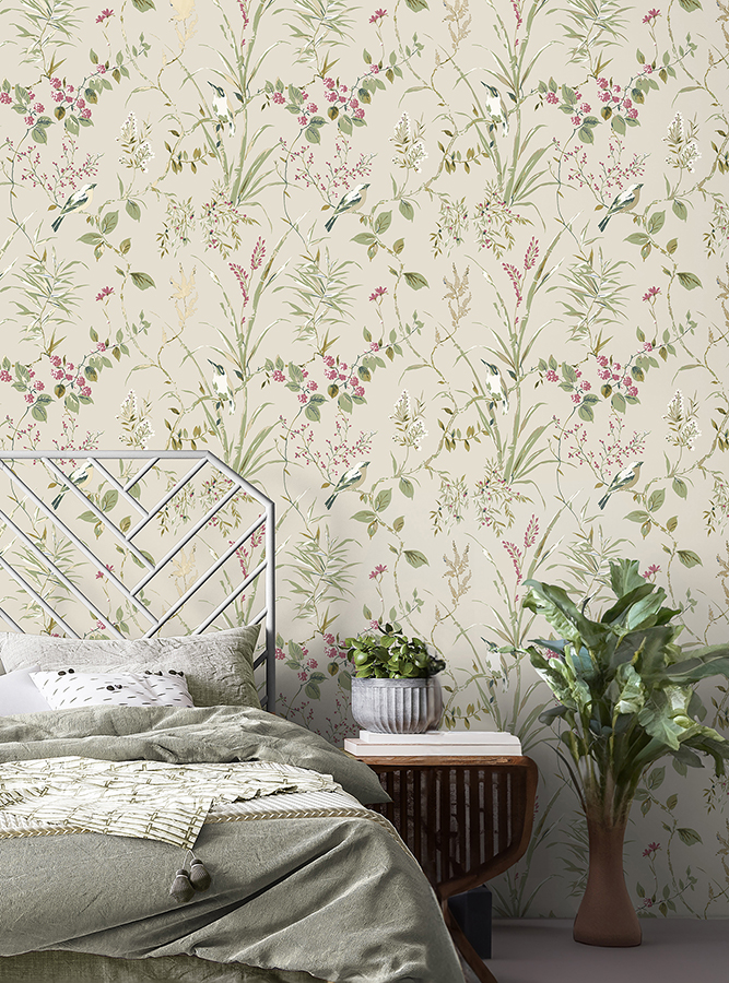 M1855 - Mariko Neutral Botanical Wallpaper - by Fine Décor