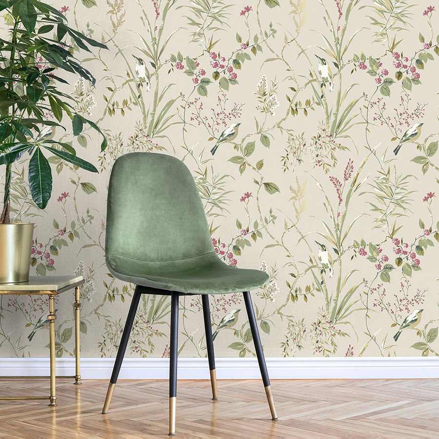 M1855 - Mariko Neutral Botanical Wallpaper - by Fine Décor