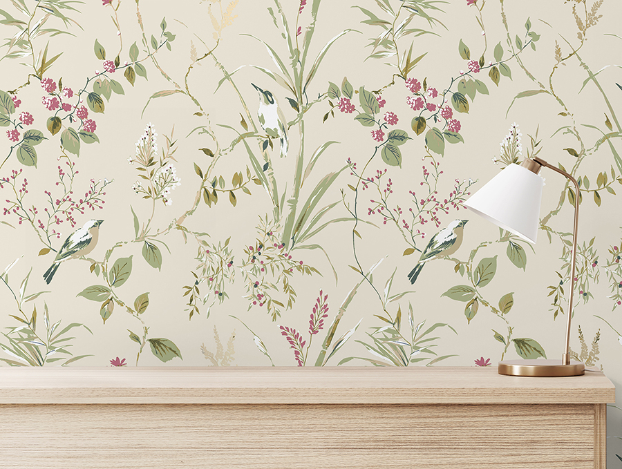 M1855 - Mariko Neutral Botanical Wallpaper - by Fine Décor
