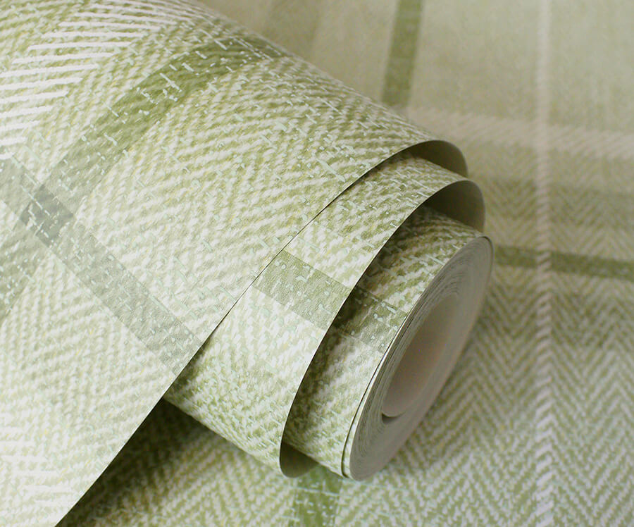 York Wallcoverings. M1865 - Harris Green Plaid Chevron Wallpaper - by ...