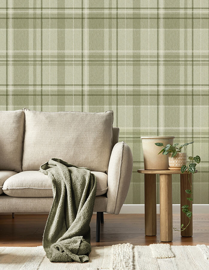 York Wallcoverings. M1865 - Harris Green Plaid Chevron Wallpaper - by ...