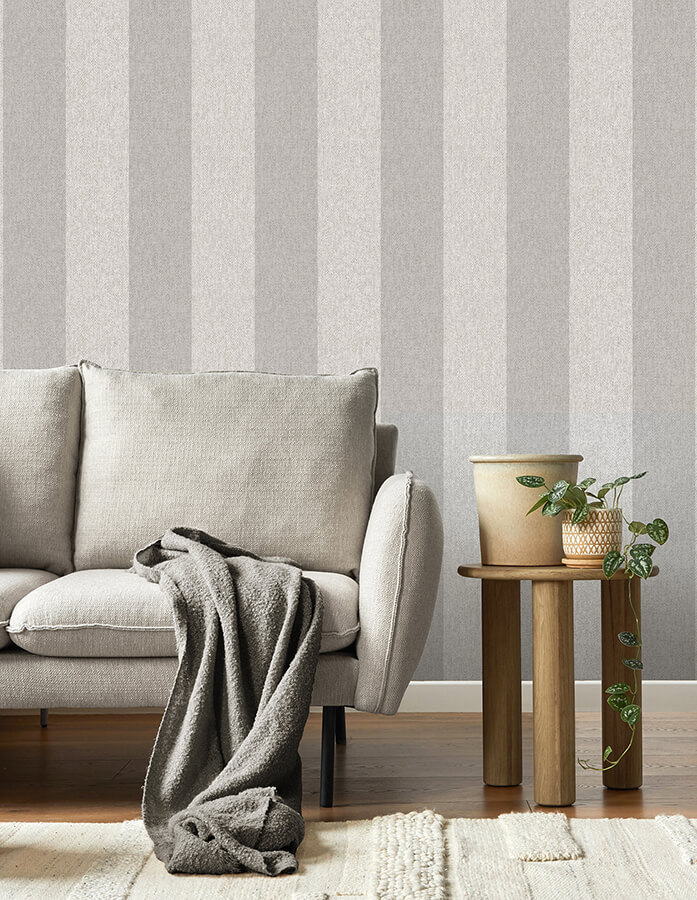 M1872 - Finn Grey Chevron Stripe Wallpaper - by Fine Décor