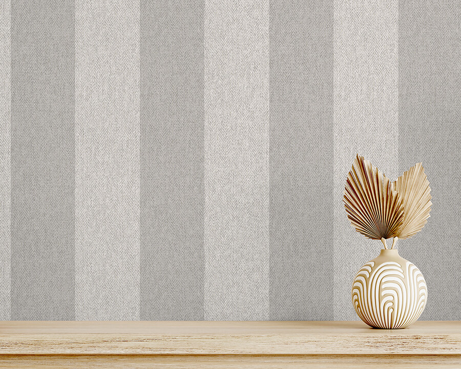 M1872 - Finn Grey Chevron Stripe Wallpaper - by Fine Décor
