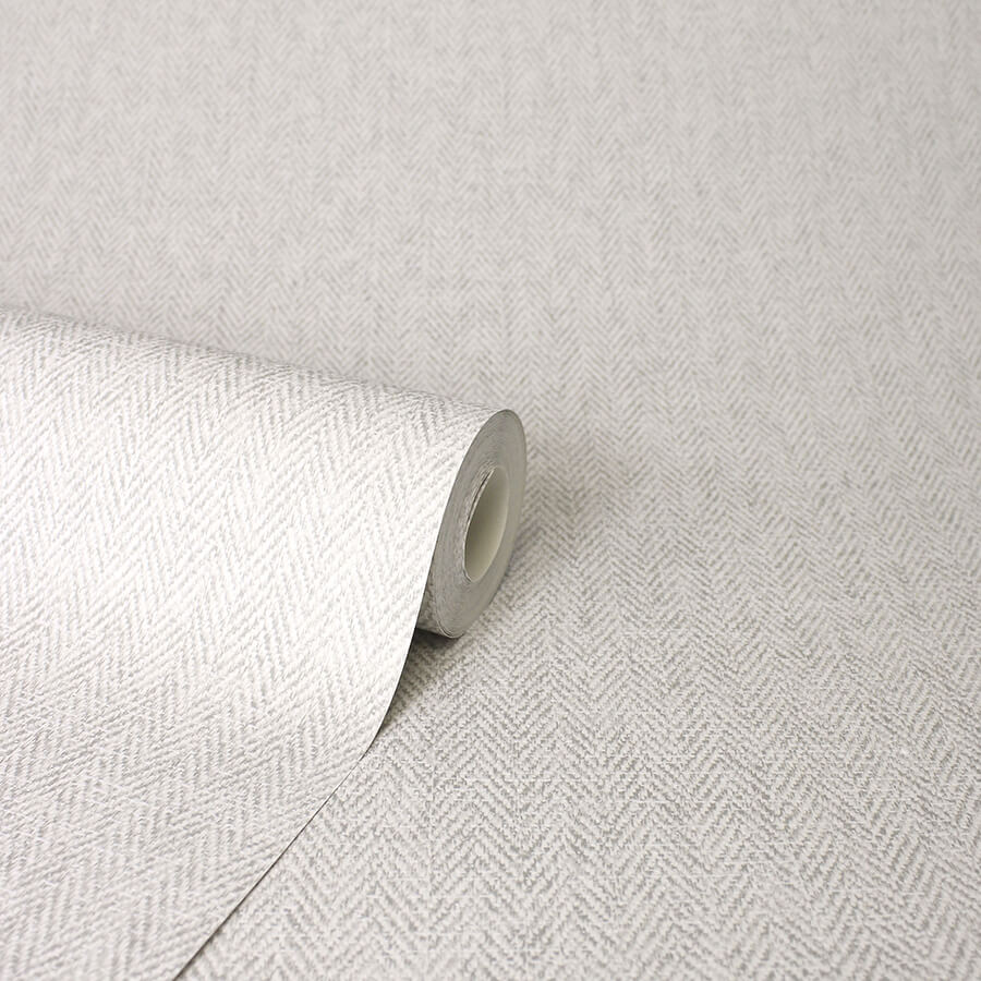 M1873 - Theo Light Grey Chevron Wallpaper - by Fine Décor