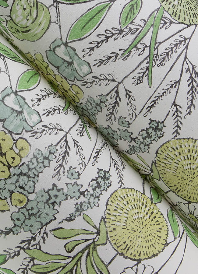 York Wallcoverings. 4148-27412 - Goldfinch Green Birds and Blooms ...