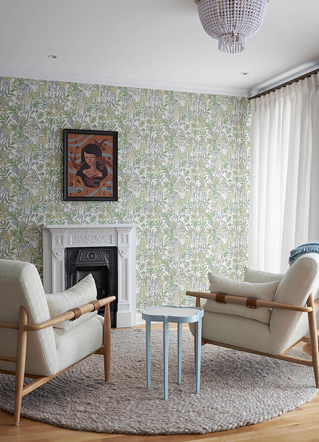 York Wallcoverings. 4148-27412 - Goldfinch Green Birds and Blooms ...