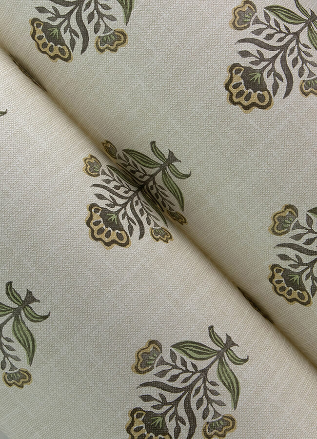 York Wallcoverings. 4148-27416 - Hollyhock Honey Floral Crest Wallpaper ...