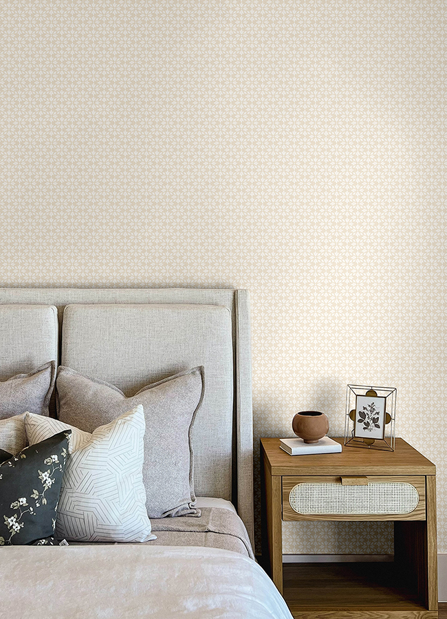 York Wallcoverings. 4148-27455 - Phlox Khaki Floral Stamp Wallpaper ...