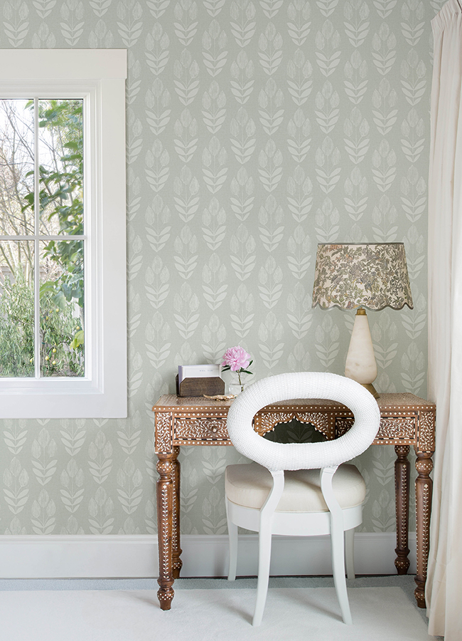 4148-27475 - Garland Aqua Block Tulip Wallpaper - by Chesapeake