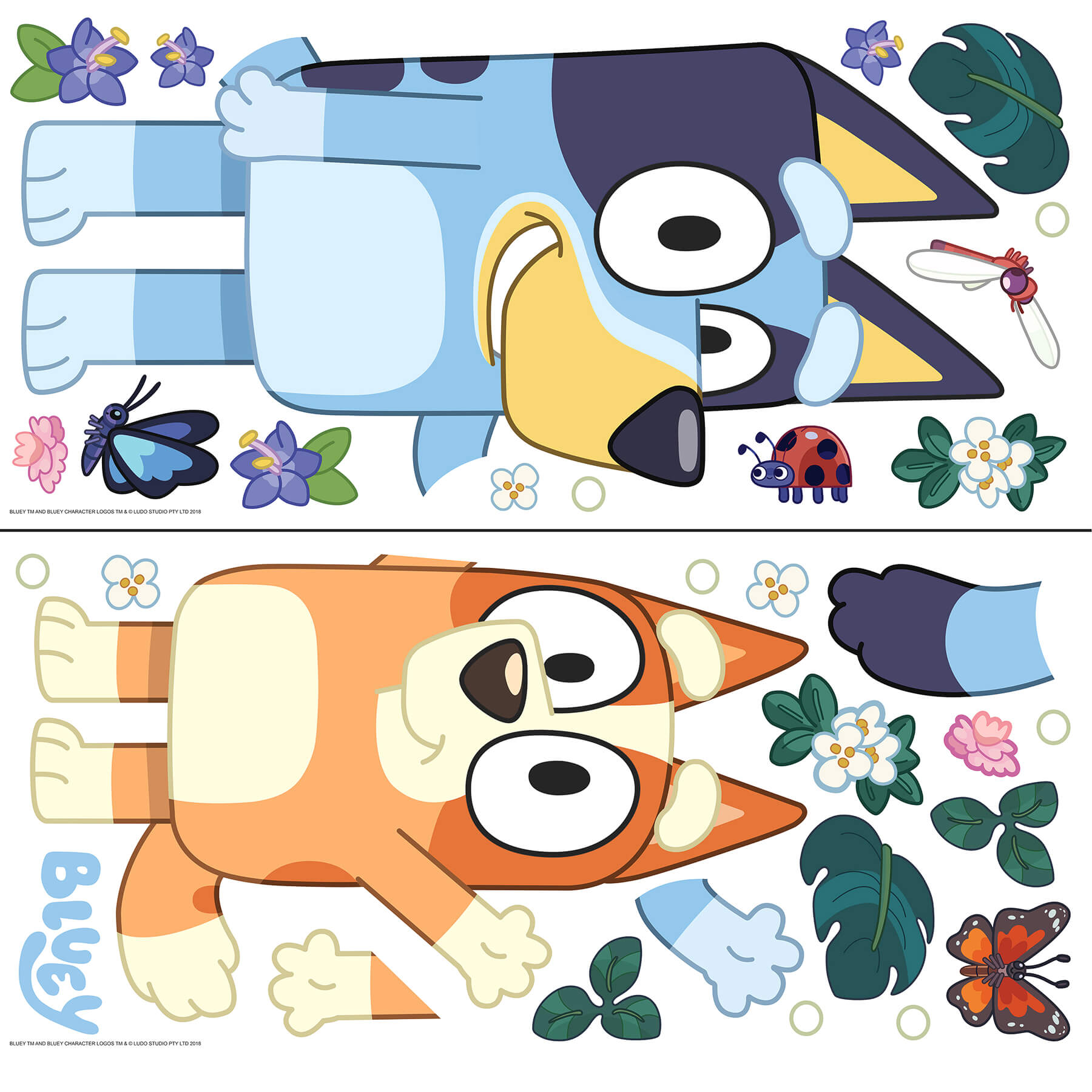 RMDM5560 - Bluey and Bingo Character Blue Wall Decals - by Bluey