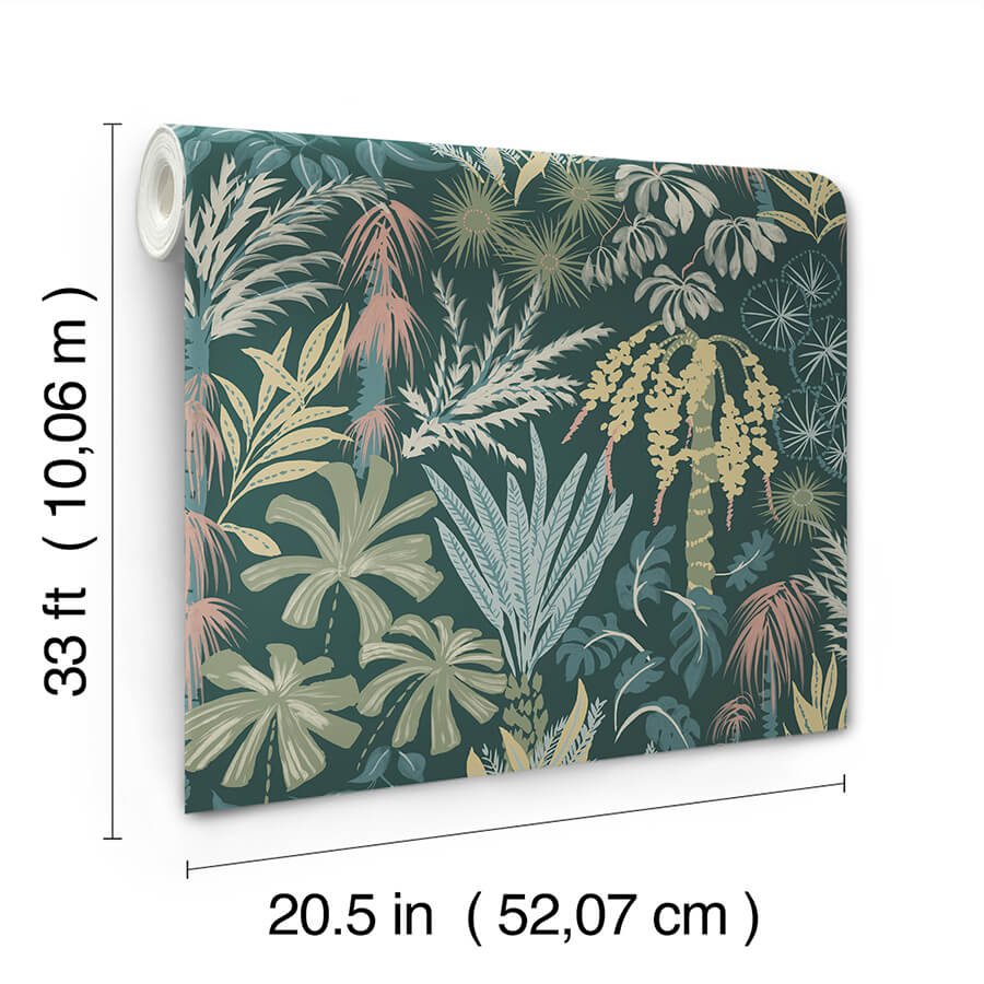 York Wallcoverings. 4172-27480 - Everglades Dark Green Botanical ...