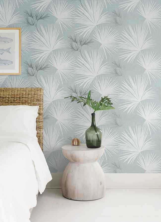 York Wallcoverings. 4172-27491 - Hatteras Sky Blue Palms Wallpaper - by ...