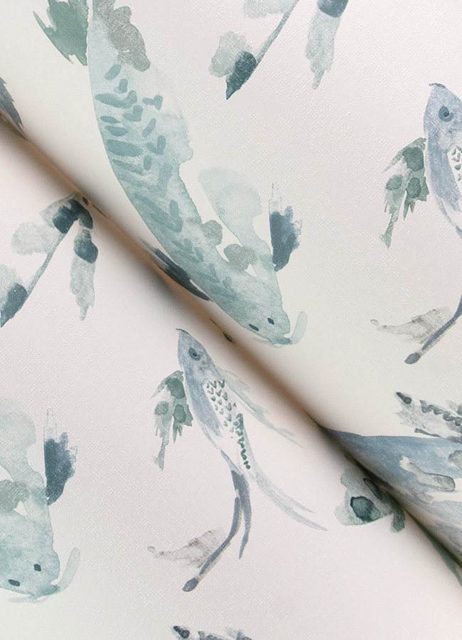 4172-27500 - Koi Blue Fish Wallpaper - by A-Street Prints