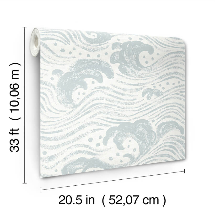 York Wallcoverings. 4172-27509 - Swell Light Blue Ocean Wave Wallpaper ...