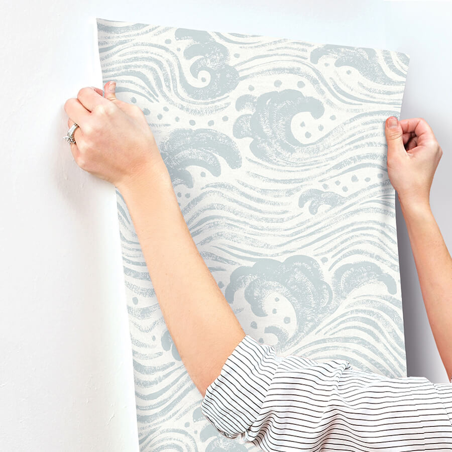 York Wallcoverings. 4172-27509 - Swell Light Blue Ocean Wave Wallpaper ...