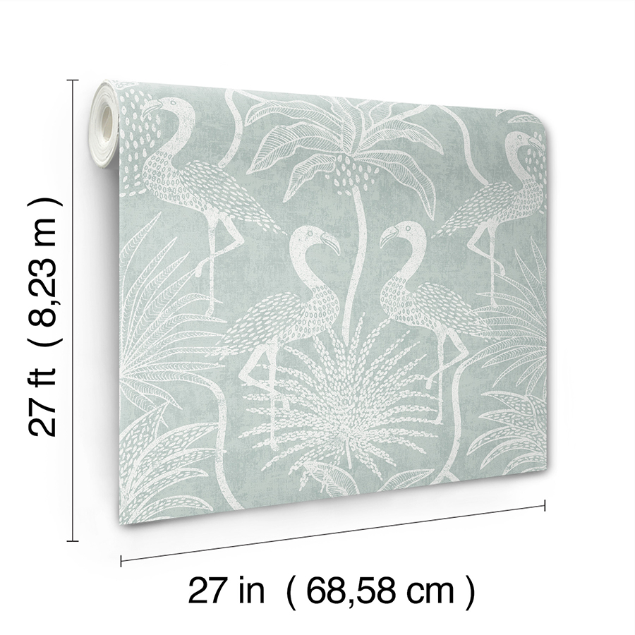 4172-82004 - Biscayne Turquoise Flamingo Beach Wallpaper - by A-Street ...