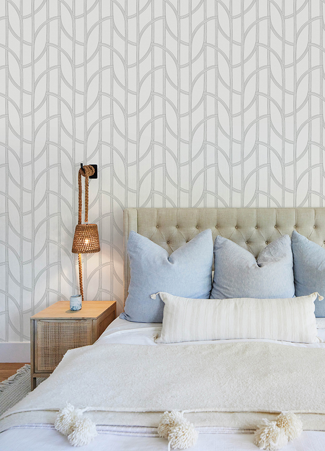 4172-82011 - Salvo Silver Curved Contours Wallpaper - by A-Street Prints