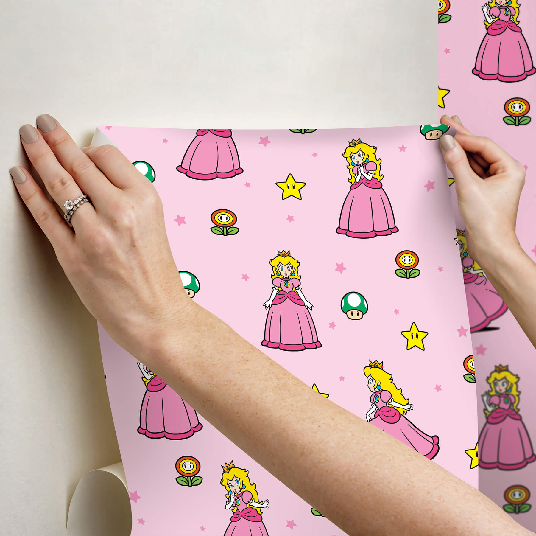 RMWS1227 - Super Mario Princess Peach Yellow and Pink Peel and Stick ...