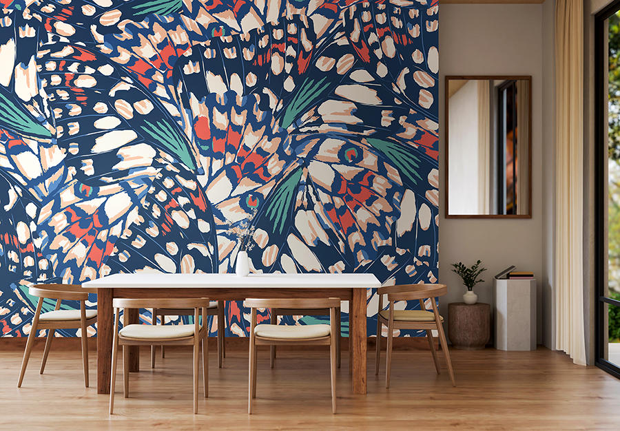 MUR361M - Butterfly Wings Navy Wall Mural - by Origin Murals