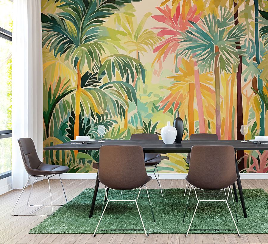 MUR369M - Pretty Palms Multicolor Wall Mural - by Origin Murals
