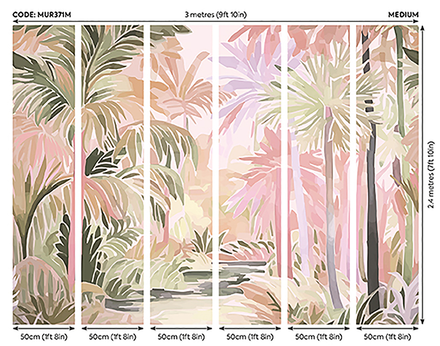 MUR371M - Pretty Palms Pastel Wall Mural - by Origin Murals