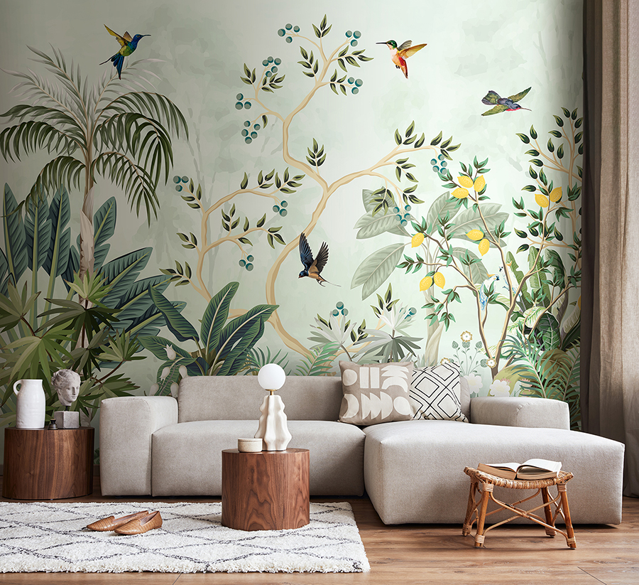 MUR372M - Lemon Tree Forest Green Wall Mural - by Origin Murals