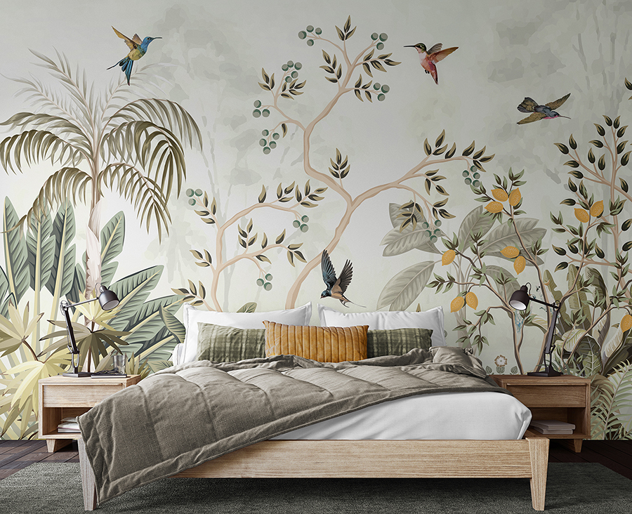 MUR373M - Lemon Tree Forest Sage Wall Mural - by Origin Murals