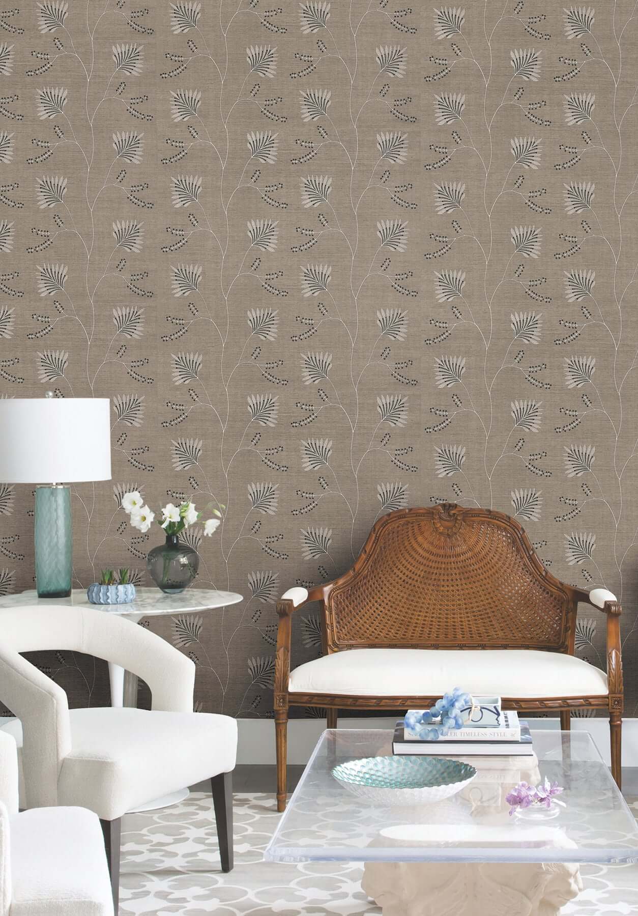 York Wallcoverings. Taupe Laelynn Wallpaper | Ronald Redding