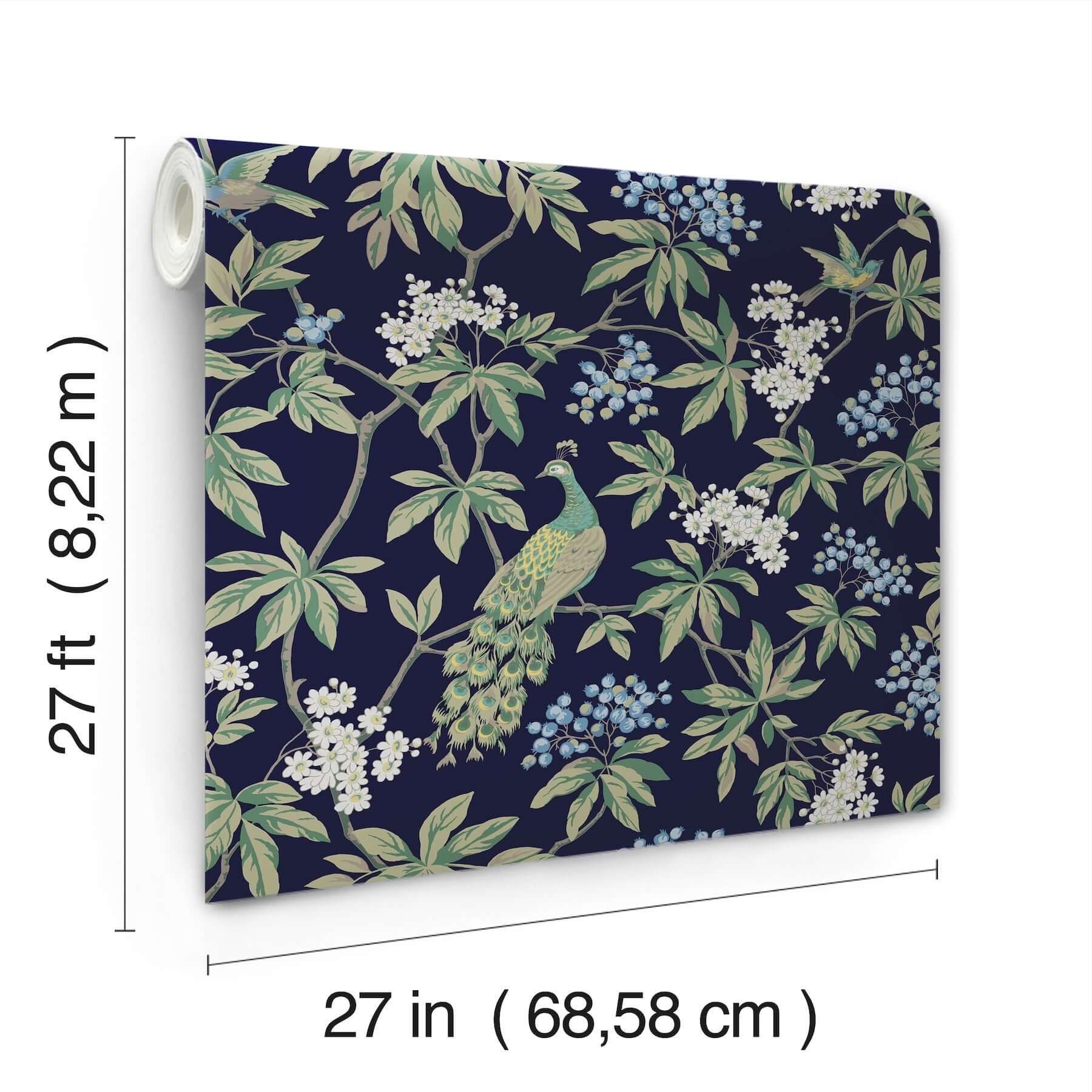 York Wallcoverings: Wallpaper Designed to Inspire. Navy Peacock Estate ...