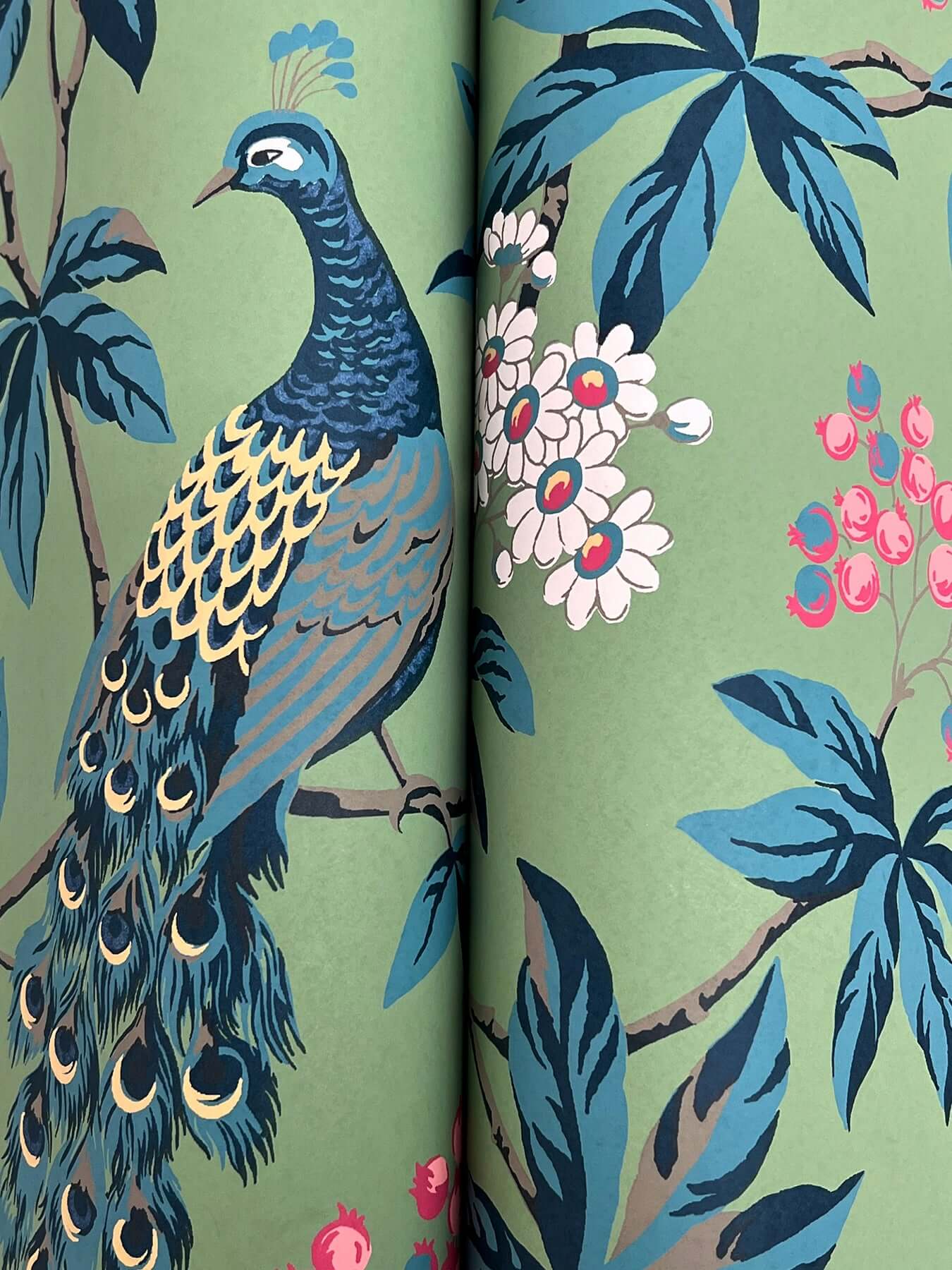 York Wallcoverings. Green Peacock Estate Wallpaper | Ronald Redding