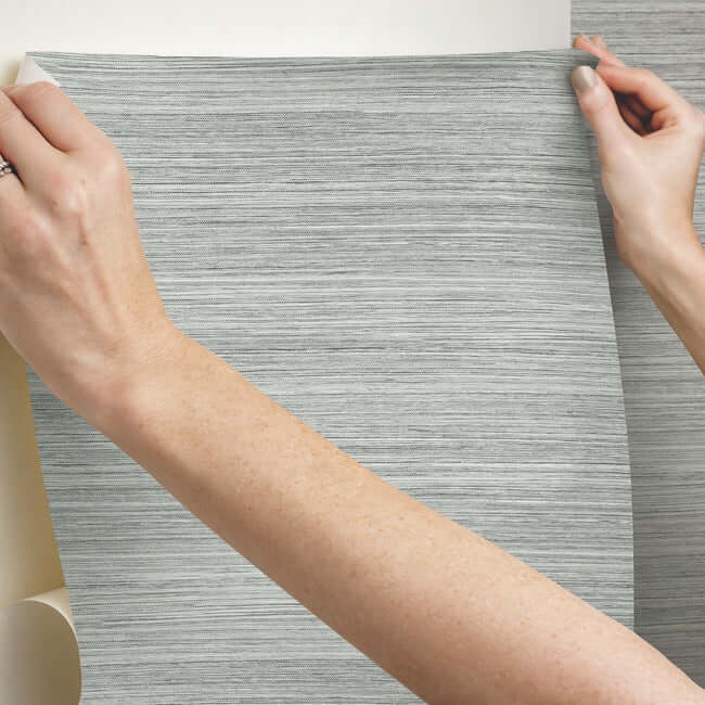York Wallcoverings. Charcoal Cattail Weave Premium Peel + Stick ...