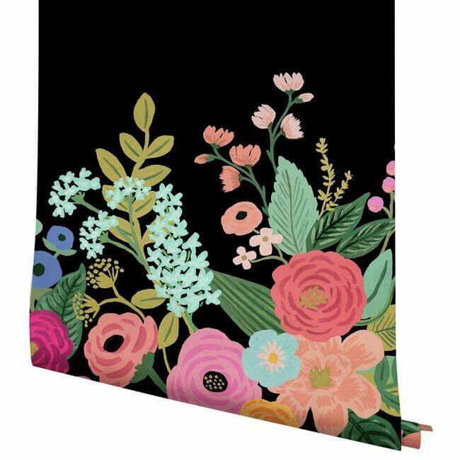 York Wallcoverings. Black Multi Garden Party Wall Mural | Rifle Paper Co.