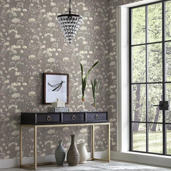 York Wallcoverings. Dark Grey / Purple Botanical Fantasy Wallpaper ...