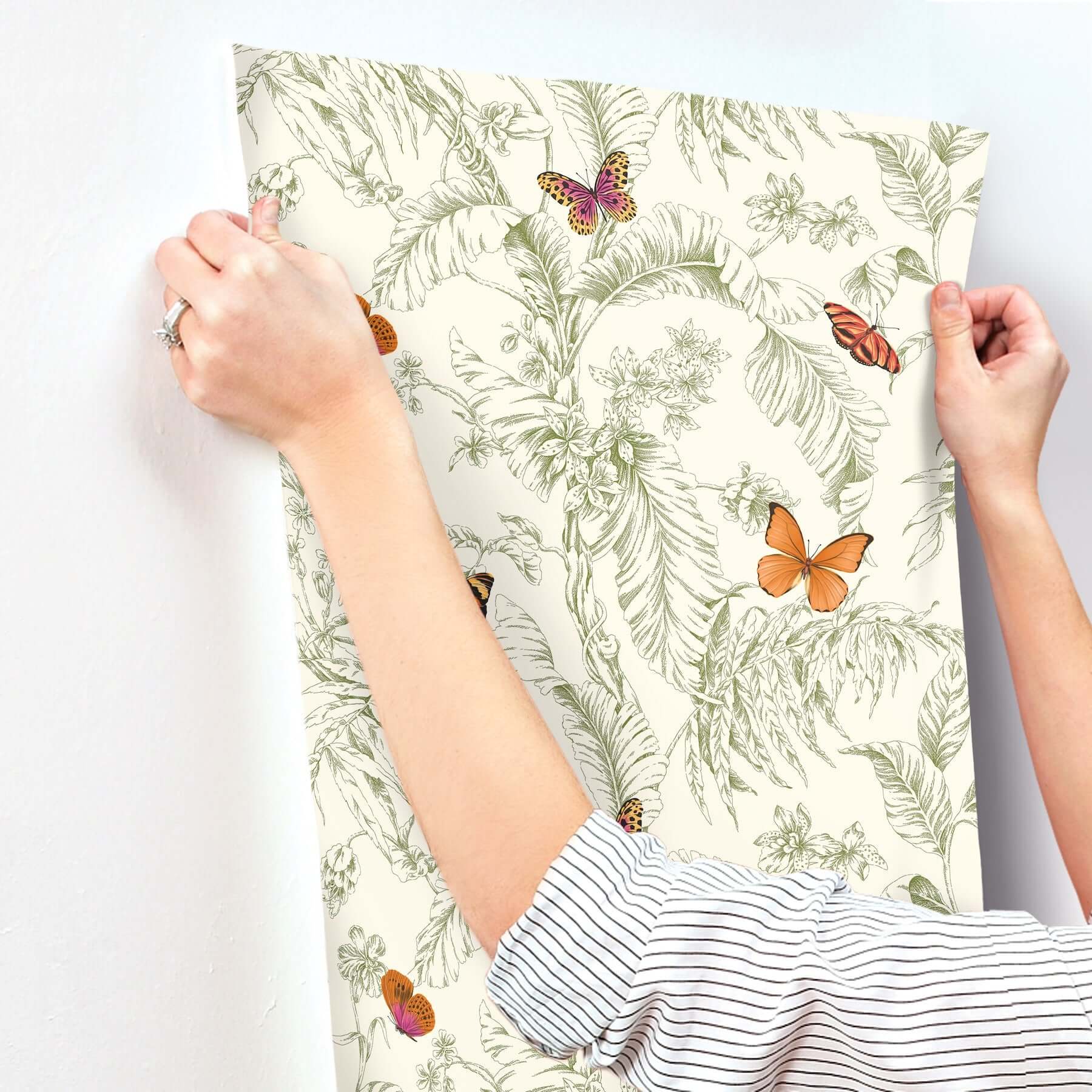 York Wallcoverings. Green Papillon Wallpaper | Ashford House