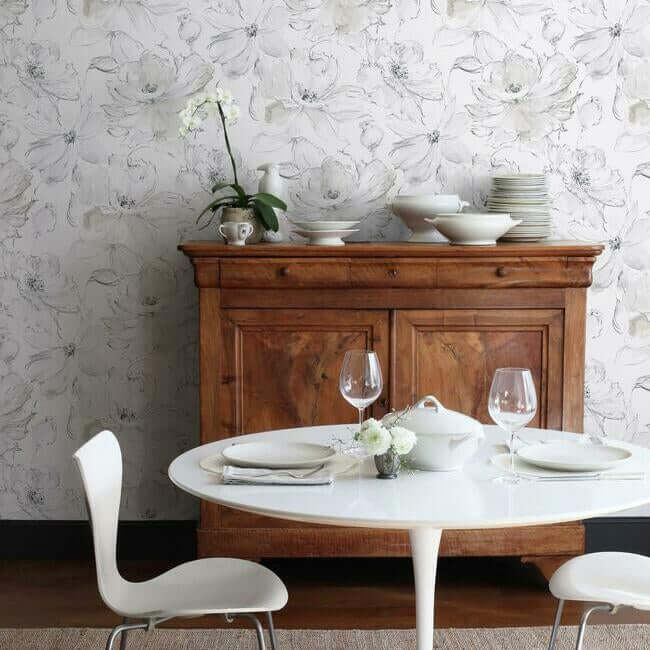 York Wallcoverings. Grey Mix Floral Dreams Wallpaper | York