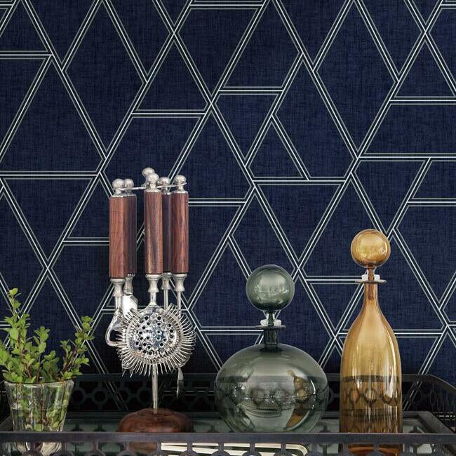 York Wallcoverings. Navy Pathways Wallpaper | York